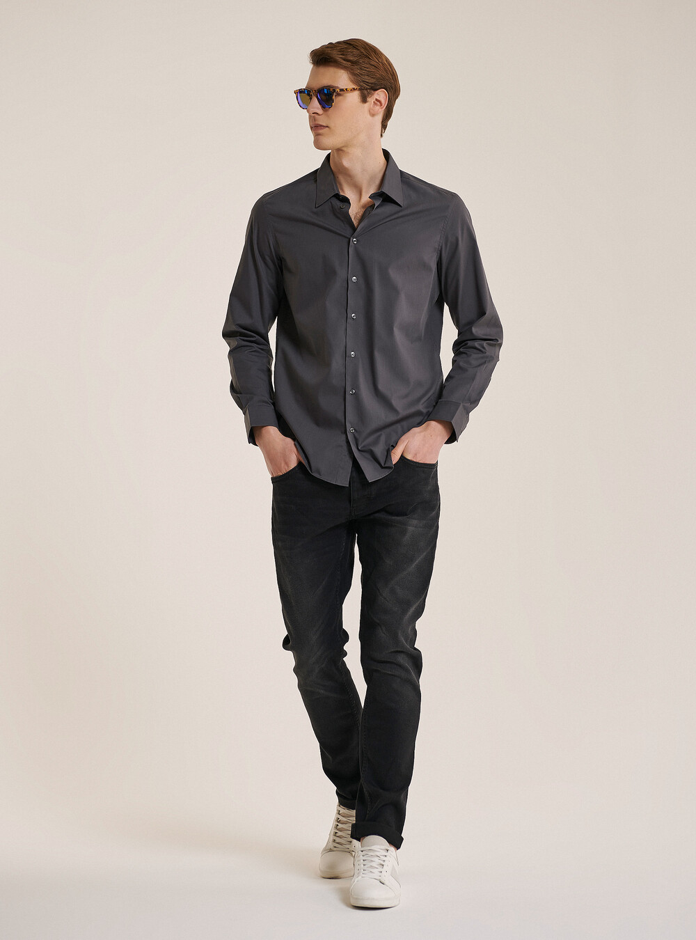 Camicia A Manica Lunga In Tinta Unita
