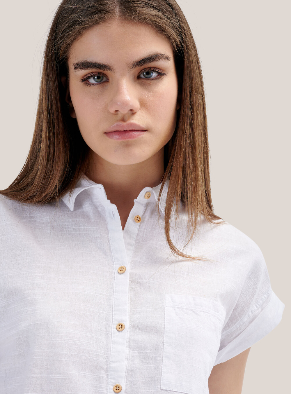 Camicia Maniche Corte Oversize In Fresco Cotone