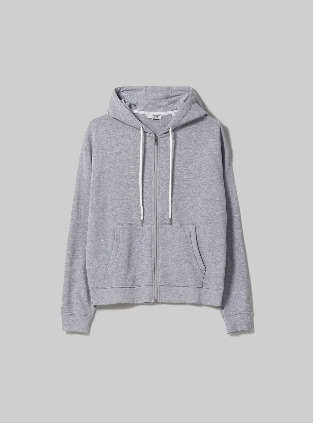 Felpa basic in cotone con zip e cappuccio Felpa basic in cotone con zip e cappuccio