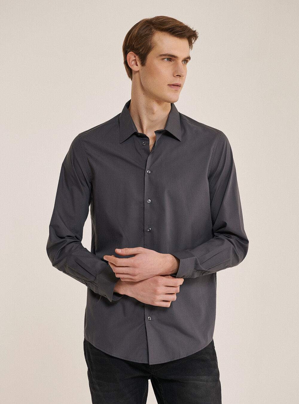Camicia A Manica Lunga In Tinta Unita