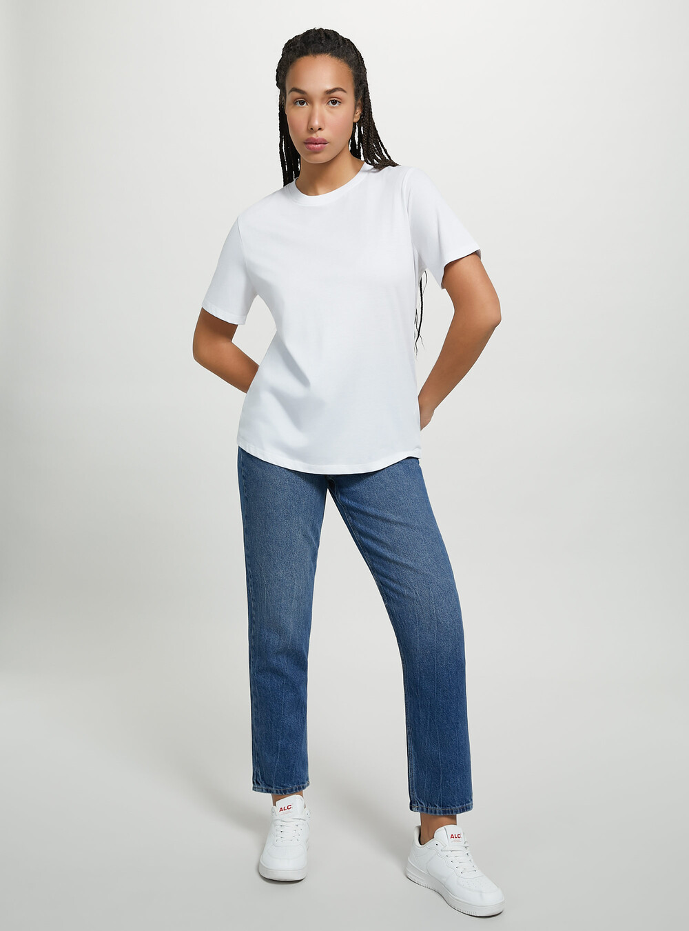 Camiseta De Algodón Con Cuello Redondo