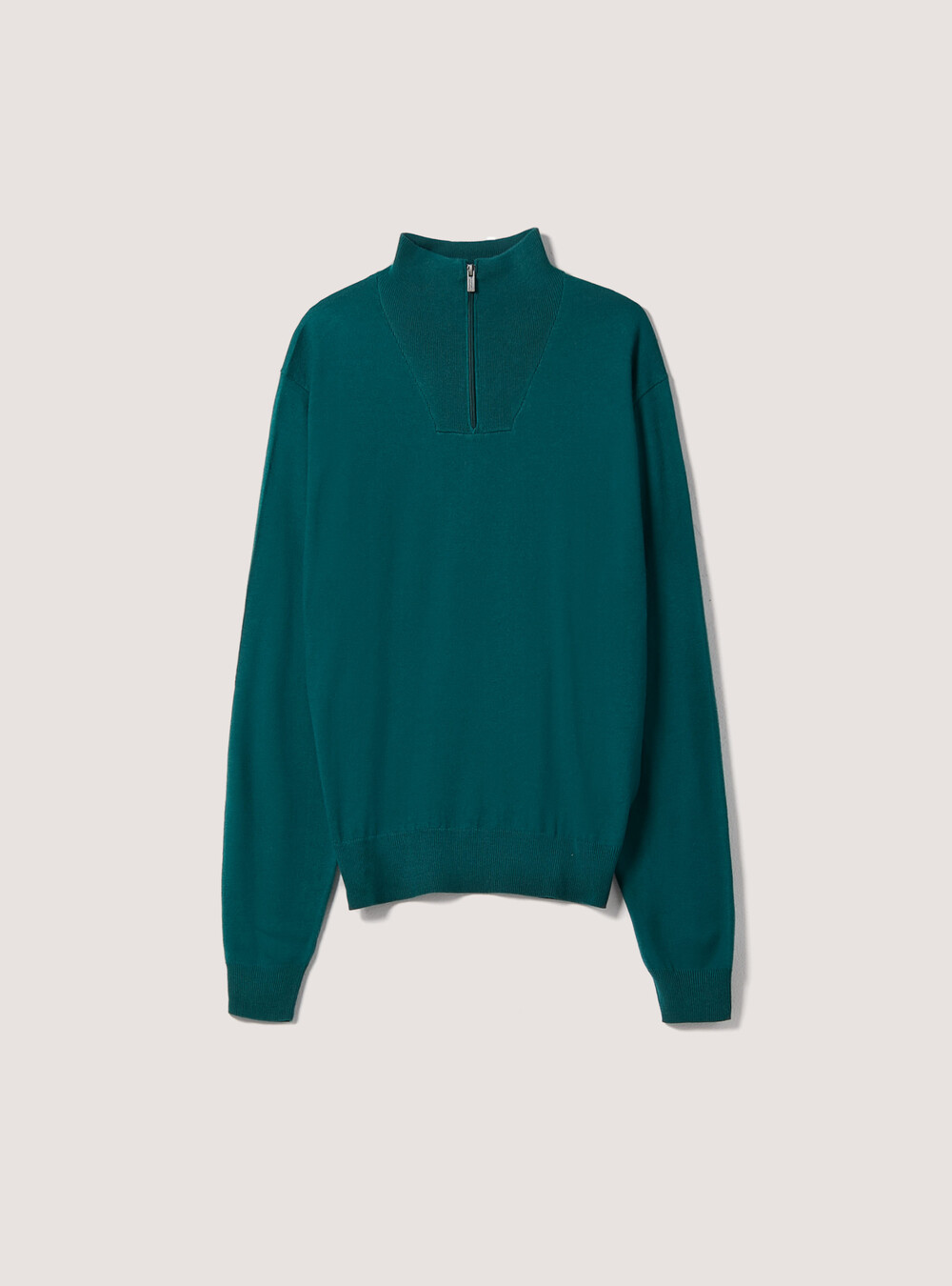 Pullover Mezzo Collo In Lana Merino Con Zip