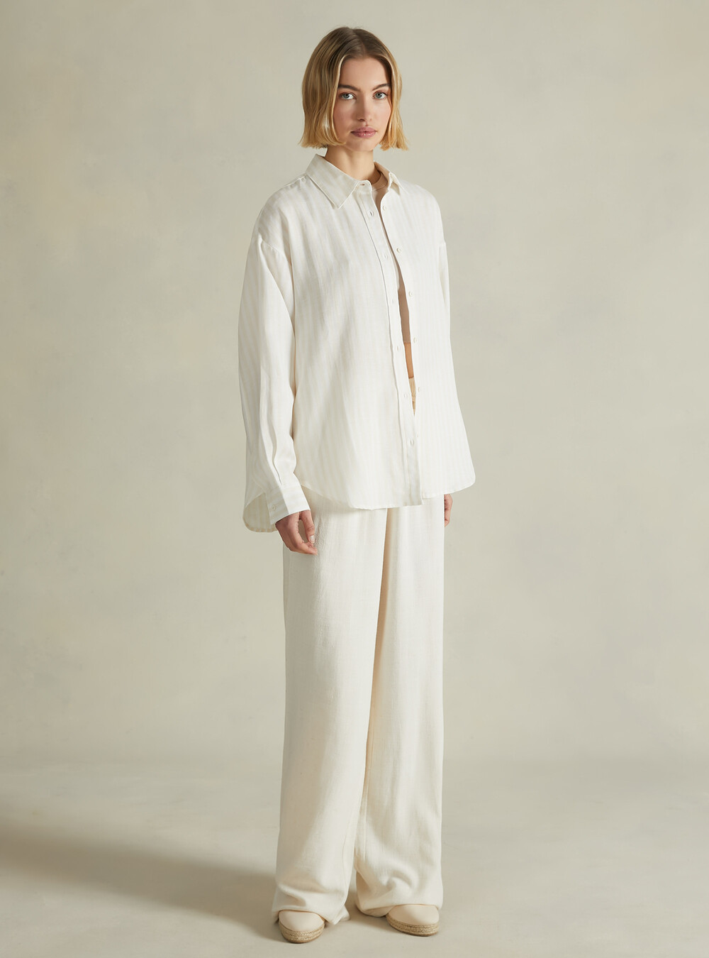 Camicia In Misto Lino A Righe