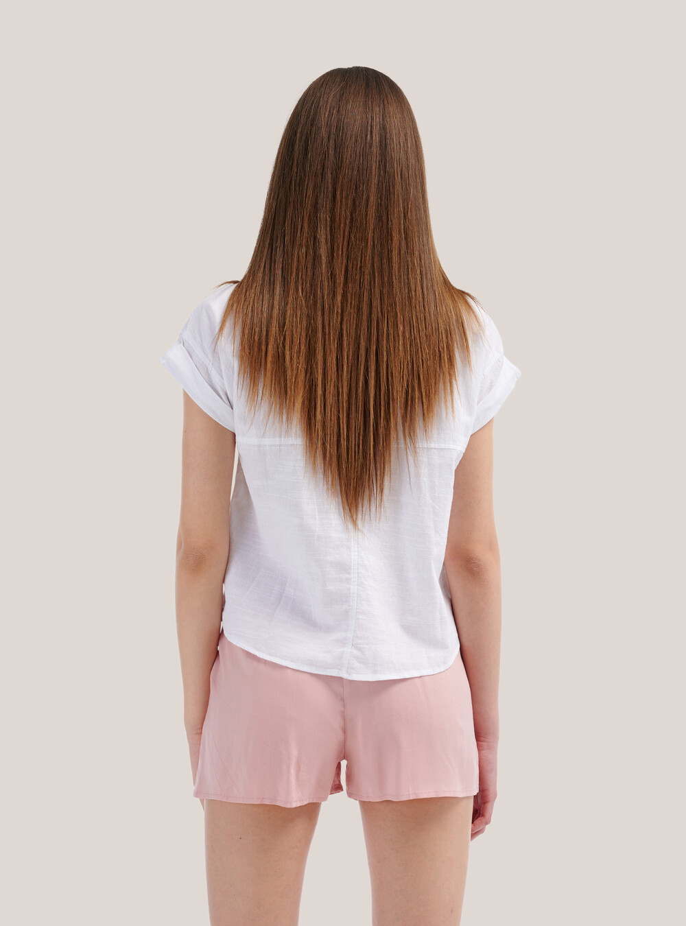 Camicia Maniche Corte Oversize In Fresco Cotone