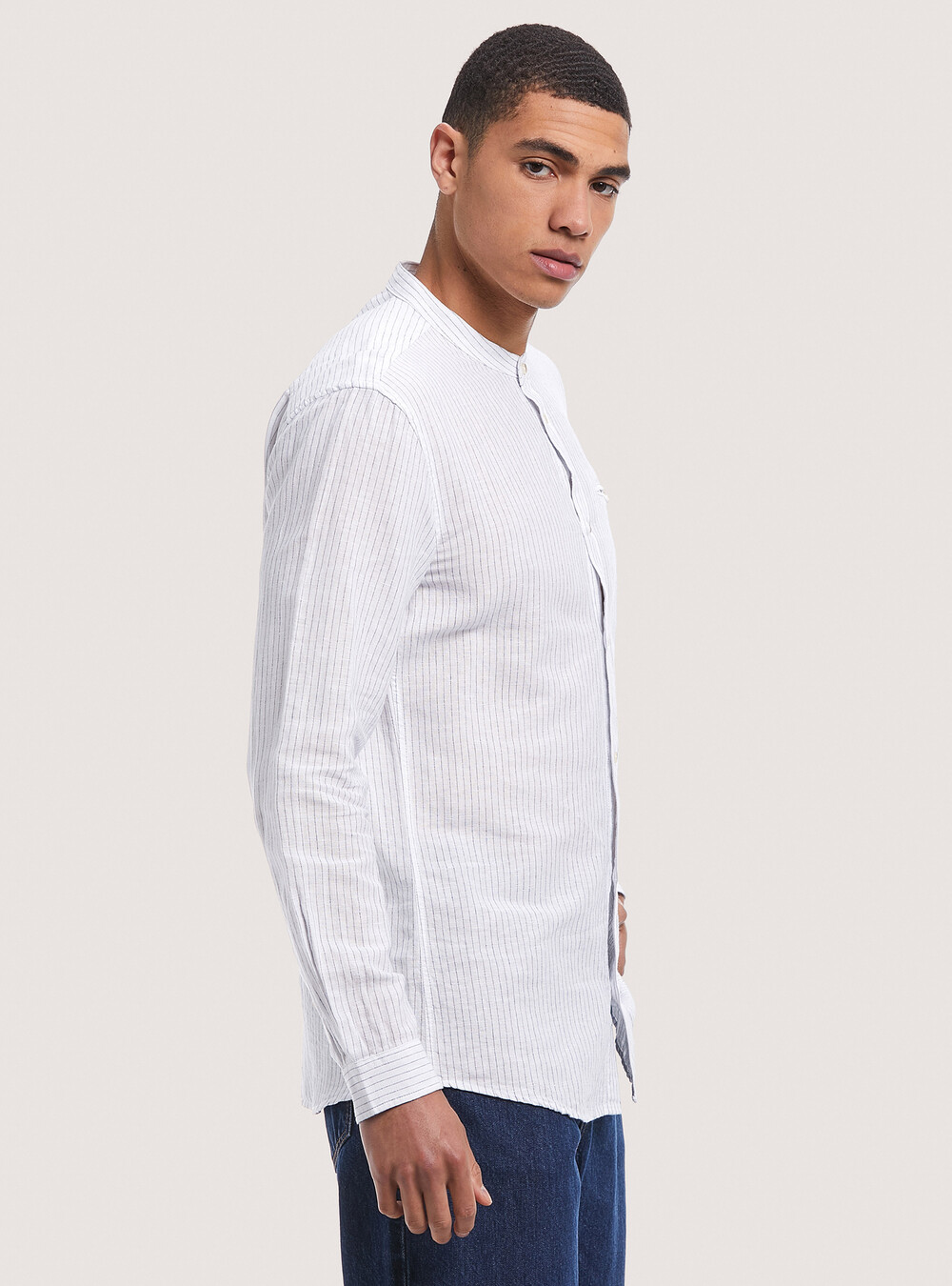 Camicia A Righe In Misto Lino