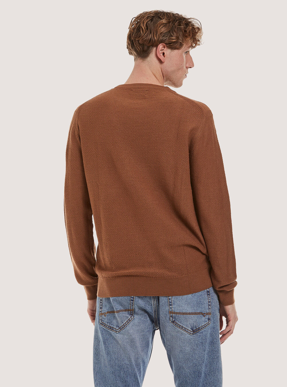 Pullover Fine In Misto Lana Con Punto Intrecciato