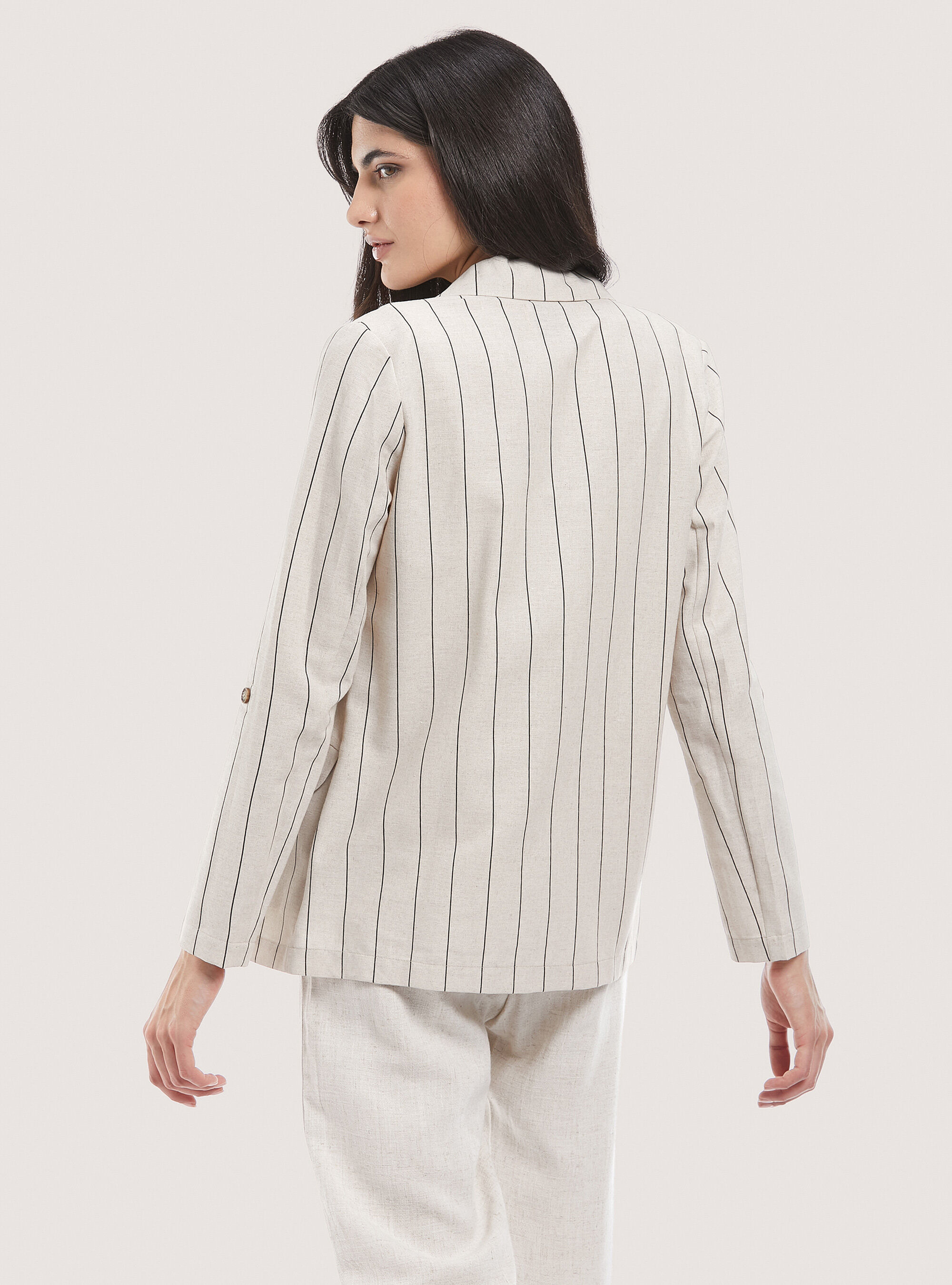 Striped Linen Blend Blazer