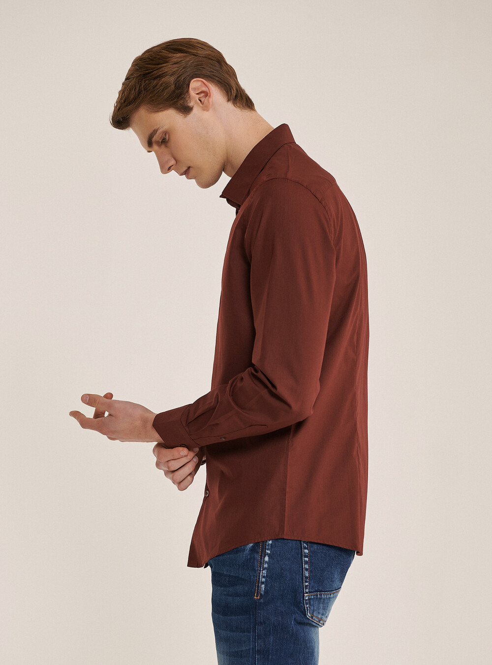Camicia A Manica Lunga In Tinta Unita