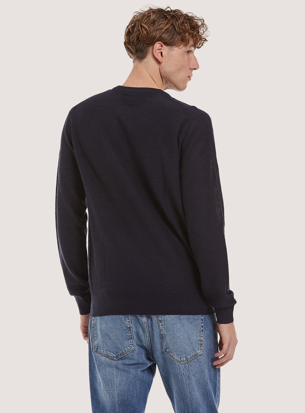 Pullover Fine In Misto Lana Con Punto Intrecciato