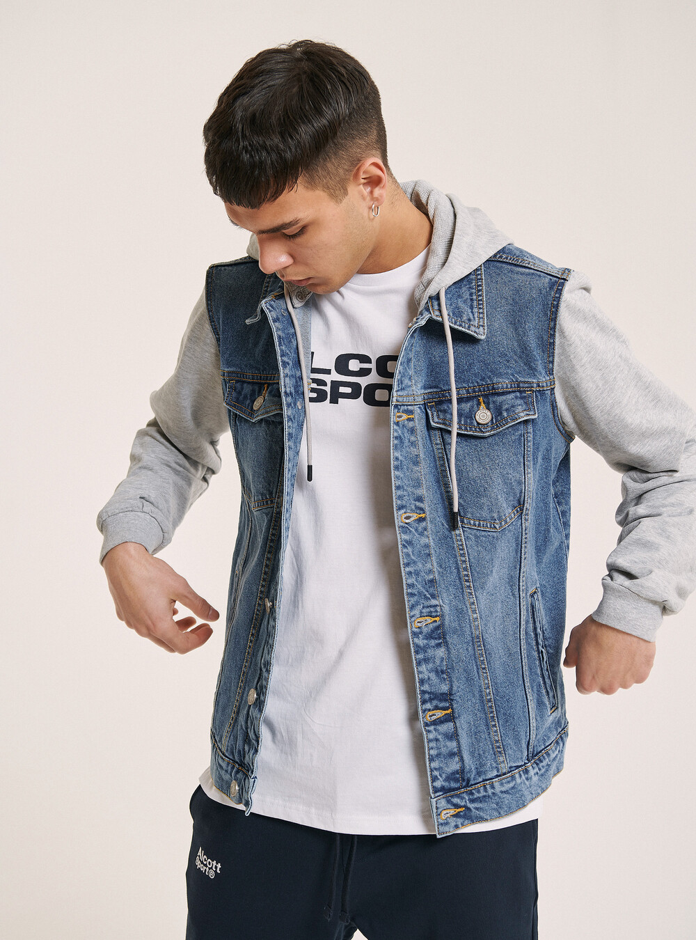 Giubbotto Denim Con Felpa In Cotone Alcott Cappotti And Giubbotti Uomo