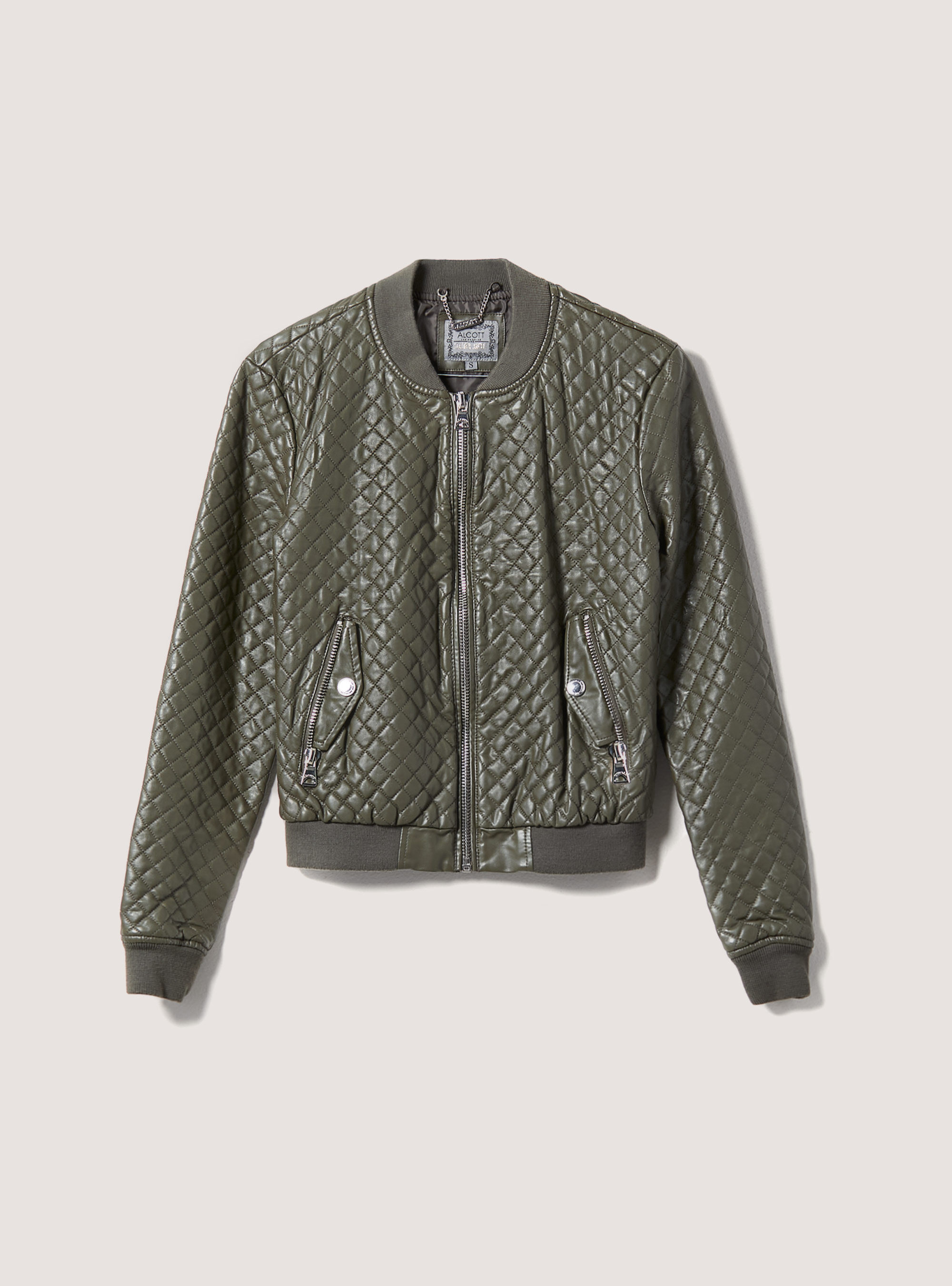 Woman pu bomber diamond quilted