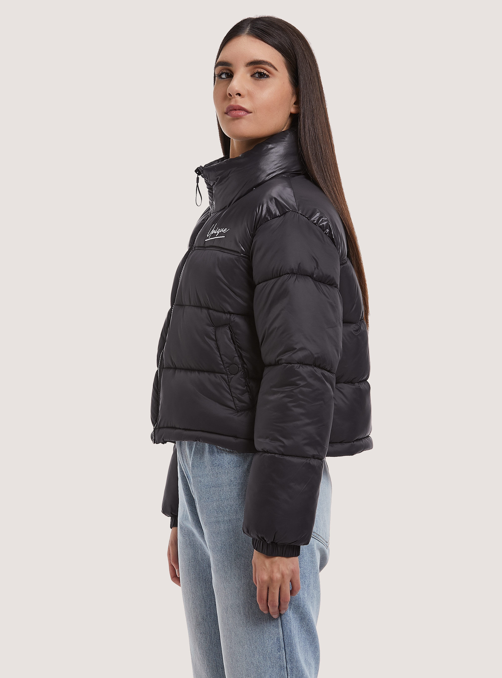 Cropped jacket in colour block with recycled padding