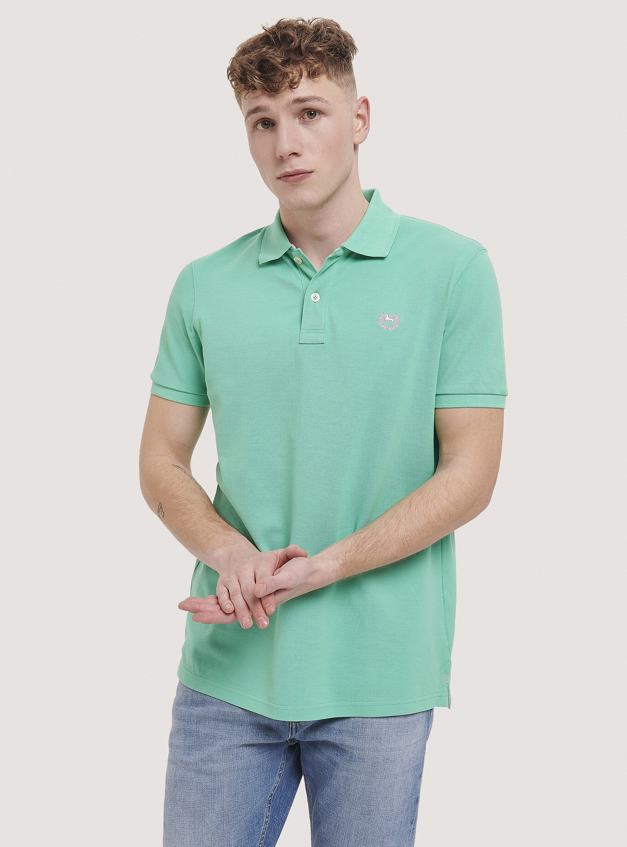 Polo in cotone piquet con ricamo