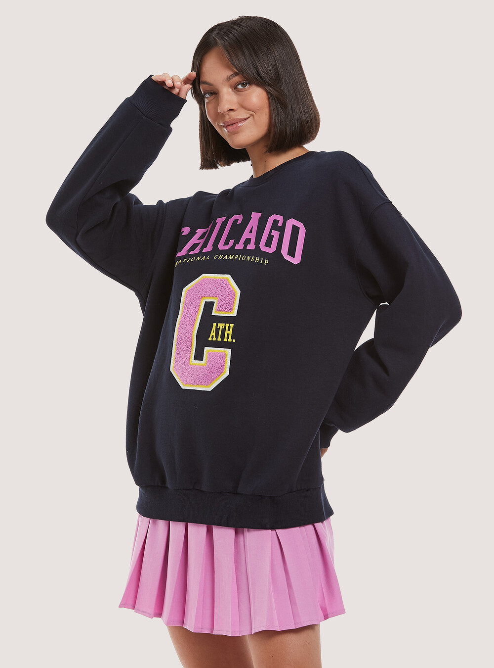 Sudadera Con Parche Universitario De Gran Tamano Alcott Sudaderas Uomo