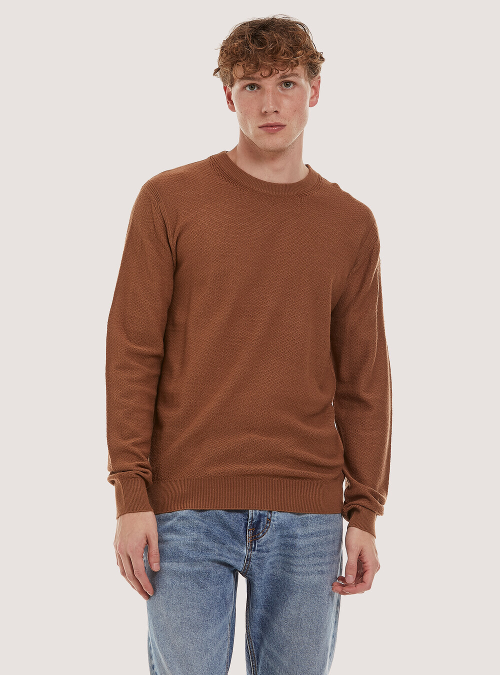 Pullover Fine In Misto Lana Con Punto Intrecciato