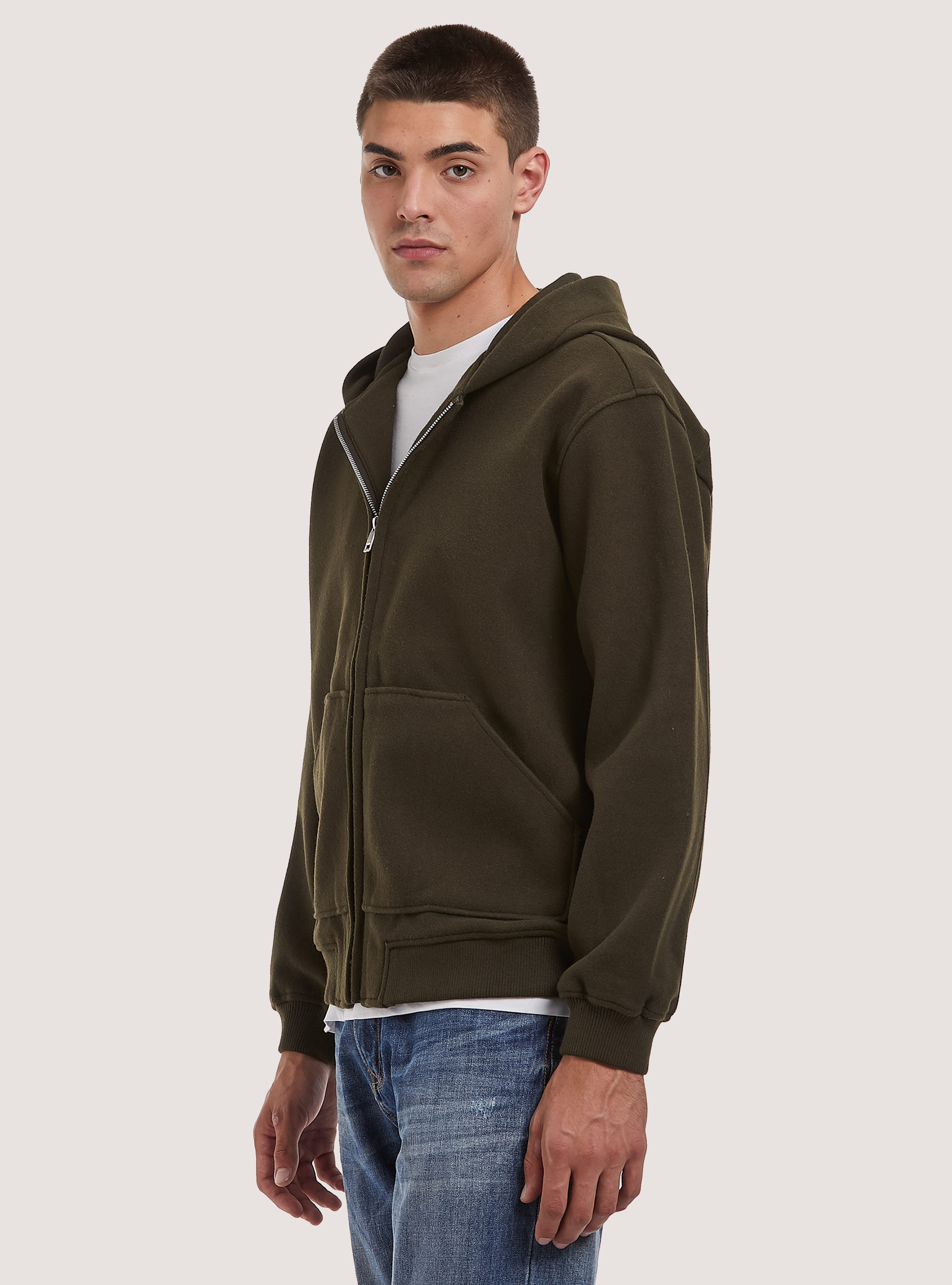Unlined bomber jacket with hood