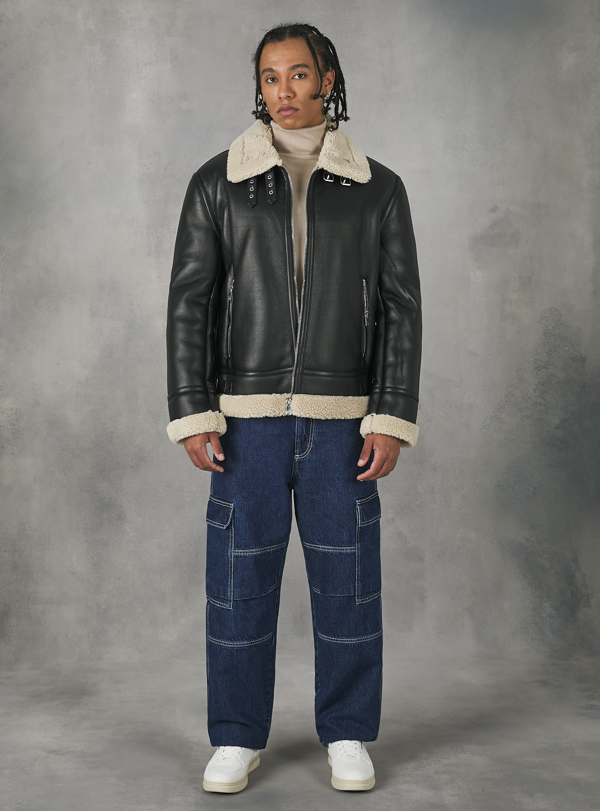 Leather-effect sheepskin jacket | Alcott | Men's Jackets