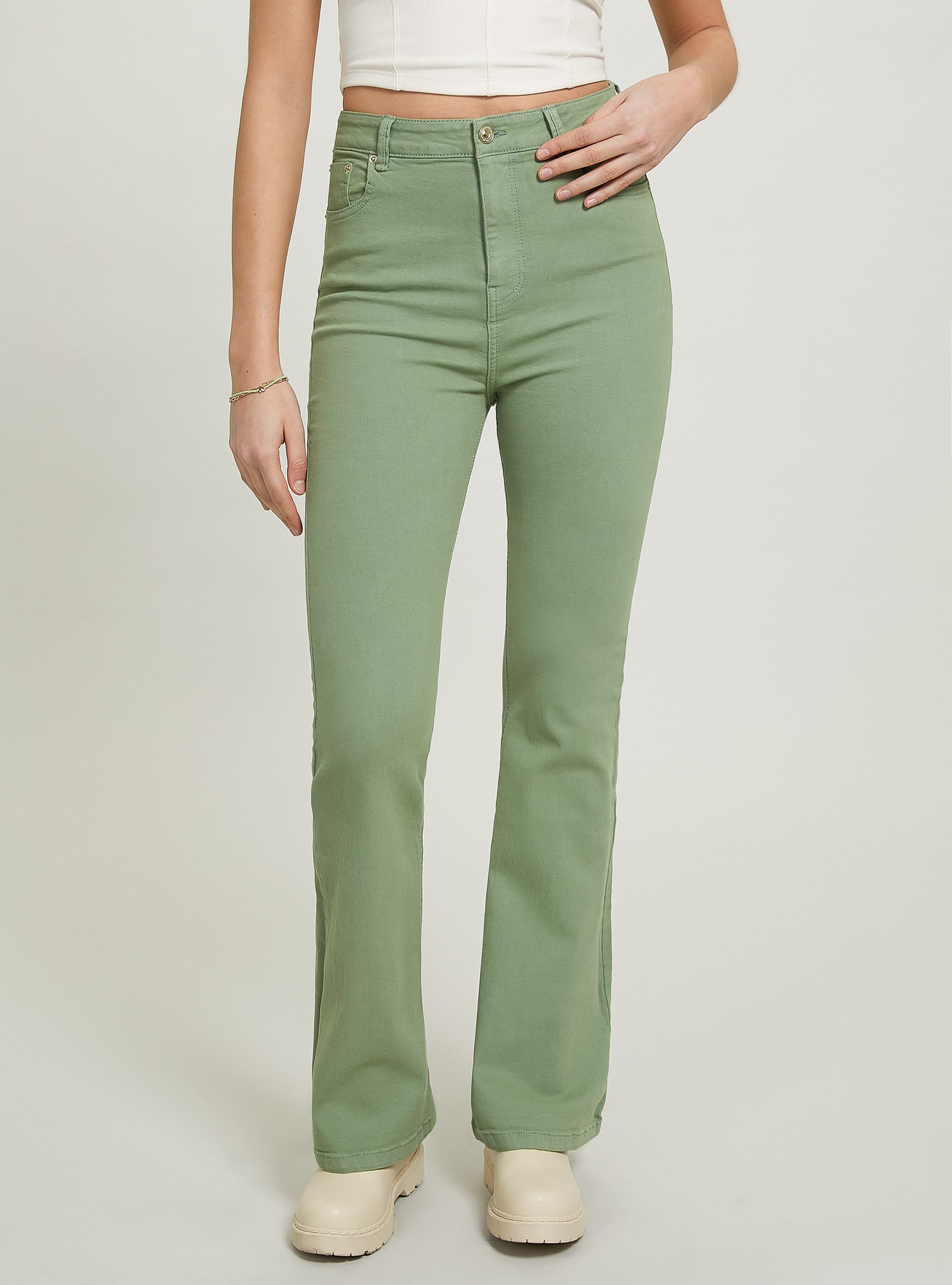 Pantaloni Flare In Twill Stretch Alcott Pantaloni E Leggings Donna