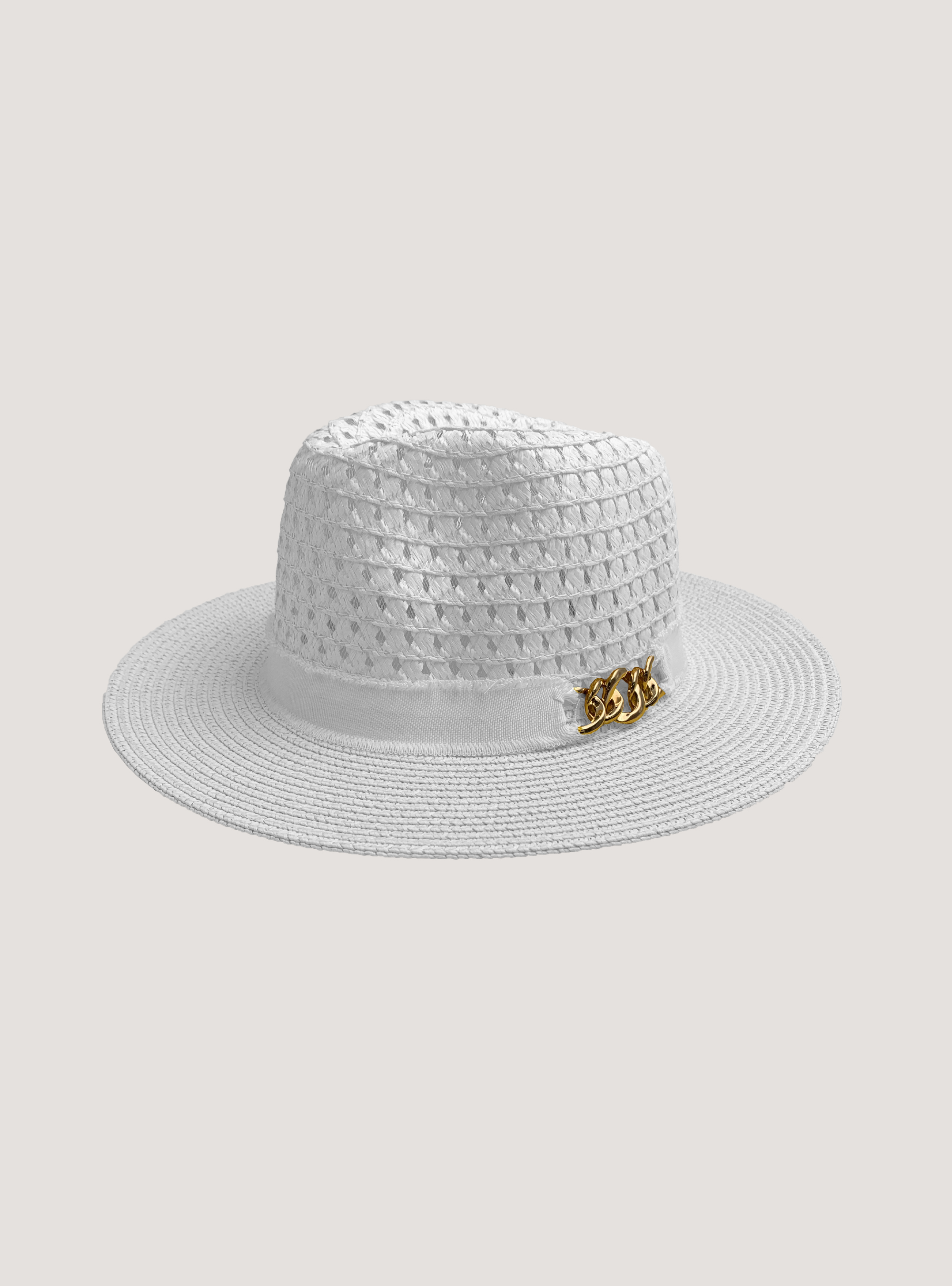 Wide-brimmed hat with raffia texture