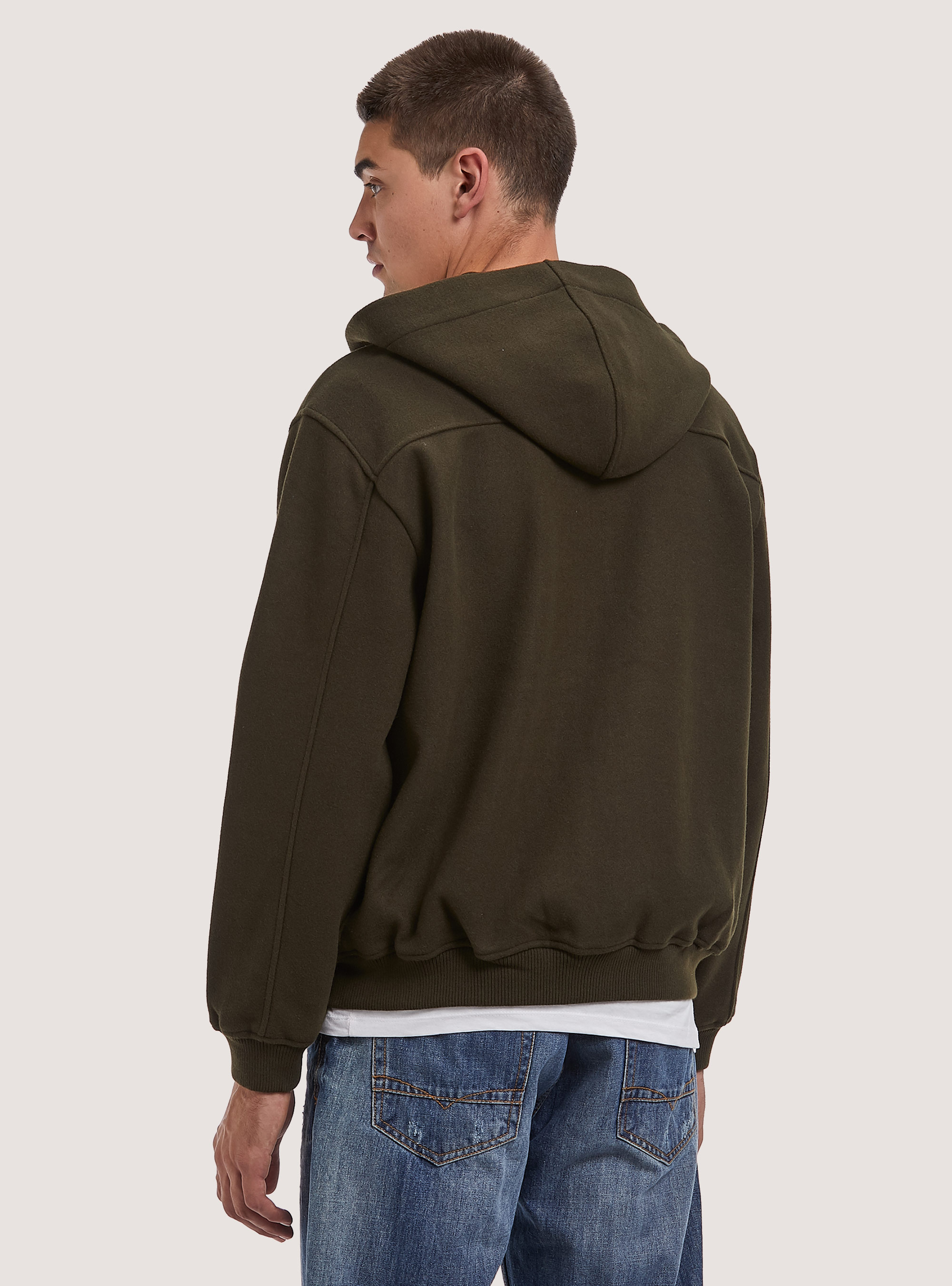 Unlined bomber jacket with hood